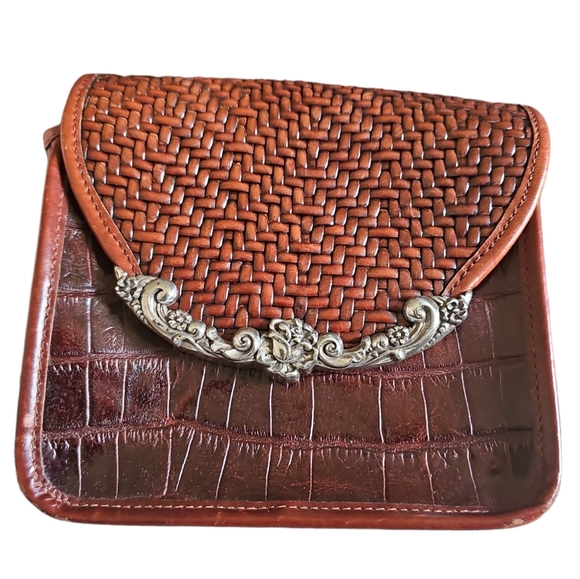 Brighton | Bags | Vintage Brighton Small Basket Weave Leather Crossbody ...